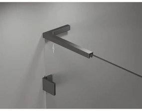Mexen Lunar, L pětiúhelníkový sprchový kout naklápěcí doleva 80 x 80 cm, 8mm čiré sklo, grafitový profil, 831L-080L-080P-95-00-L
