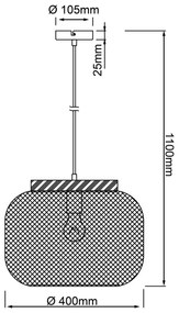 Brilliant - Lustr na lanku GIADA 1xE27/40W/230V pr. 39 cm šedá