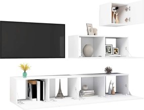 4dílný set TV skříněk bílý kompozitní dřevo 3078736