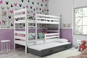 BMS Group Dětská patrová postel s přistýlkou ERYK bílá Velikost postele: 200x90 cm, Barva šuplíku: Bílá