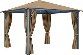 Altán se závěsy 300 x 300 cm taupe hliník 313893