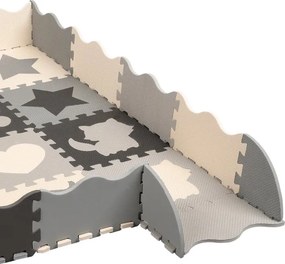 Pěnová podložka puzzle REBEL RBY-2250-16 150 x 150 cm, s rámem, šedá