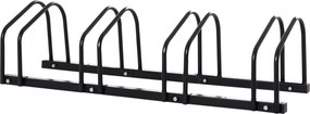 HOMCOM Stojan na kola - Skladovací stojan - Odolný proti povětrnostním vlivům - Montáž na podlahu a zeď - Ocelový pro 4 kola - Černý 110 x 33 x 27 cm