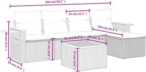 6dílná zahradní sedací souprava s poduškami šedá polyratan 3259169