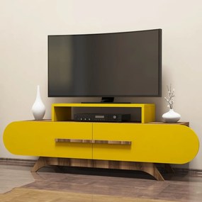 Hanah Home TV stolek Rose 145 cm ořech/žlutý