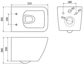 Mexen VEGA Rimless mísa závěsná se sedátkem volně-padajícím slim, 52 x 36 cm, bílá, 30654000