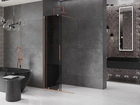 Mexen Velar, sprchová zástěna s posuvnými dveřmi Walk-in 100 x 200 cm, 8mm šedé sklo, měděná matná, 871-100-000-43-65