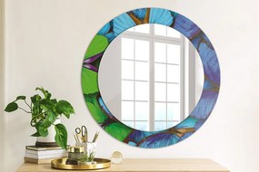 Kulaté dekorativní zrcadlo Modrý a zelený motýl fi 60 cm