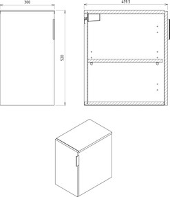 Sapho CIRASA skříňka spodní dvířková 30 x 52  x46 cm  pravá/levá dub alabama CR302-2222