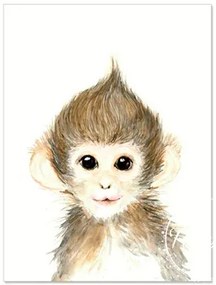 Obraz s motivem malovaná zvířecí mláďata Motiv: TX2072 opice, Rozměry (cm): 21x30 cm