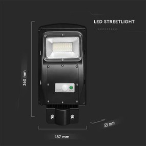 LED Stmívatelná solární pouliční lampa LED/6W/3,2V 6000K IP65 5000 mAh + DO