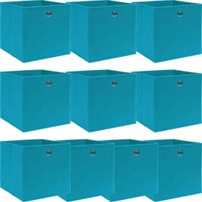 vidaXL Úložné boxy s víky 10 ks bledě modré 32 x 32 x 32 cm textil [288352] Barva: krémová s víky