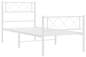 Kovový rám postele s hlavovým a nožním čelem bílý 90 x 190 cm - Default Title