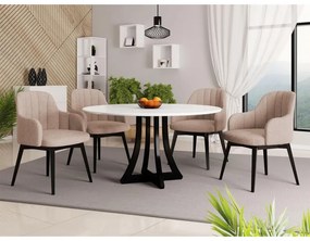 Kulatý stůl Dagerto FI 100 se 4 židlemi ST105 05, Barva:: baloo 2072, Barva: bílý lesk / černý lesk