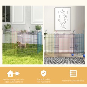 PawHut ohrádka pro štěňata 6dílná 60 cm ohrádka pro štěňata DIY ohrádka s kovovými dvířky barevná pro domácí zvířata | Aosom.de