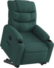 Elektrické zvedací polohovací křeslo tmavě zelené textil 3206669