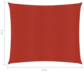 vidaXL Stínící plachta 160 g/m² červená 5 x 5 m HDPE