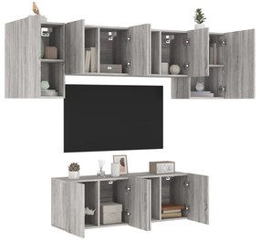 6dílná obývací stěna šedá sonoma kompozitní dřevo