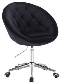 LuxuryForm DESIGN Otočné křeslo VERA VELUR na stříbrné podstavě s kolečky - černé