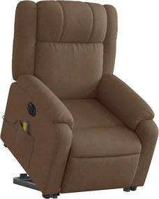 Elektrické zvedací masážní polohovací křeslo hnědé textil 3205242
