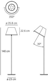 Artemide 1136020A Choose terra, designová stojací lampa se stínítkem z pergamenu, 2x75W, 140cm