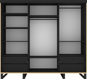 ARK Šatní skříň GOD, Černá/Zlatá 250 cm