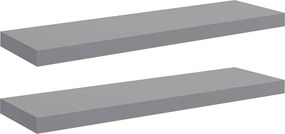 Plovoucí nástěnné police 2 ks šedé 80 x 23,5 x 3,8 cm MDF 323857