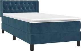 Box spring postel s matrací tmavě modrá 100x200 cm samet 3131127
