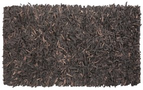 Hnědý shaggy kožený koberec 80x150 cm MUT Beliani