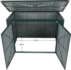 Ocelový box na dva odpadkové koše, zelená, RUBIS