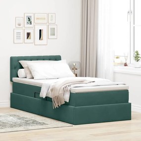 Postel s úložným prostorem Tmavě zelená 100 x 200 cm samet 3370800