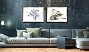 Exkluzivní obraz jeřábů do obývacího pokoje ve stylu Hampton - Jeřábi, Vodní série | Anna Borkowska