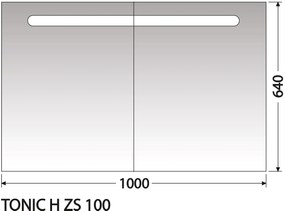 INTEDOOR zrcadlová skříňka s integrovaným LED osvětlením TONIC H ZS 100 Varianta: A3406 Basalto MAT