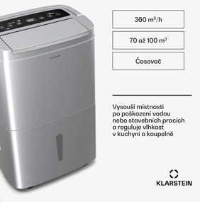 Klarstein DryFy Connect 50 odvlhčovač vzduchu, 50 l/den, 45-55 m², ovládání pomocí aplikace, mobilní, nádrž na vodu