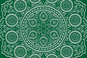 Tapeta jemná etnická Mandala v zeleném provedení - 300x200 cm