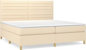 Box spring postel s matrací krémová 200x200 cm textil 3142446