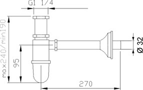 Sapho Antea umyvadlový sifon 1 1/4 odpad 32 mm chrom 9591