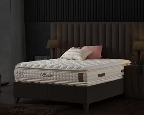 Čalouněná postel MASTER s matrací a 2 ks nočních stolků - světle béžová 160 × 200 cm