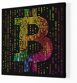 Obraz na plátně - Bitcoin barevné tečky FeelHappy.cz Velikost obrazu: 140 x 140 cm