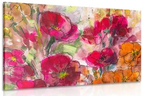 Obraz malované květinové zátiší - 90x60 cm