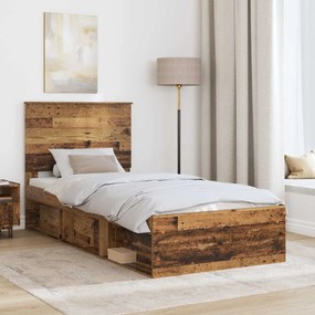 Rám postele s čelo Staré dřevo 75 x 190 cm Masivní borové dřevo 3409424