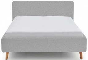 Šedá látková bouclé dvoulůžková postel Meise Möbel Mattis 160 x 200 cm s úložným prostorem