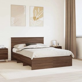 Rám postele s čelo Hnědý dub 150 x 200 cm Kompozitní dřevo 3408843