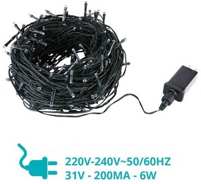 LED světelný řetěz s možností výběru velikosti a barvy - 120 LED, teplá bílá