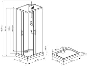 Aqualine GRANVIK obdélníkový sprchový box 700x900x2180mm, čiré sklo GG70X90