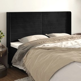 Čelo postele typu ušák černé 203x16x118/128 cm samet 3119788