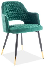 Jídelní židle Franco Velvet, zelená / černá