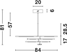 Závěsné LED svítidlo NOVA LUCE RACCIO 48W 3000K 9180781 stmívatelné Triac
