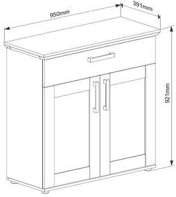 Skříňka s policemi/botník Verona, modřín/dub artisan