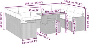 10dílná zahradní sedací souprava s poduškami béžová polyratan 3271457